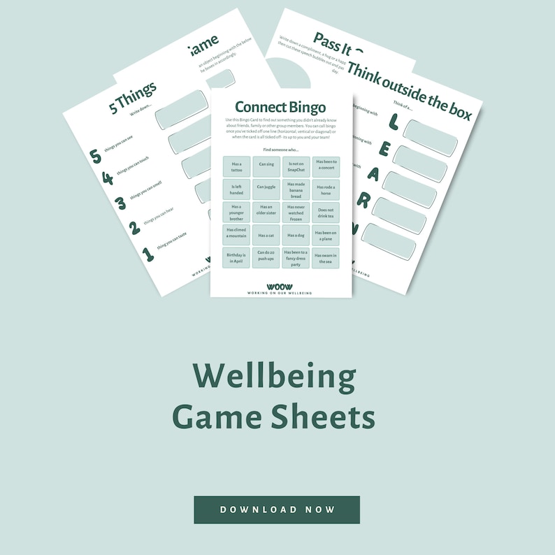5 Ways to Wellbeing Games Pack / Wellbeing Worksheets / Mental Health ...