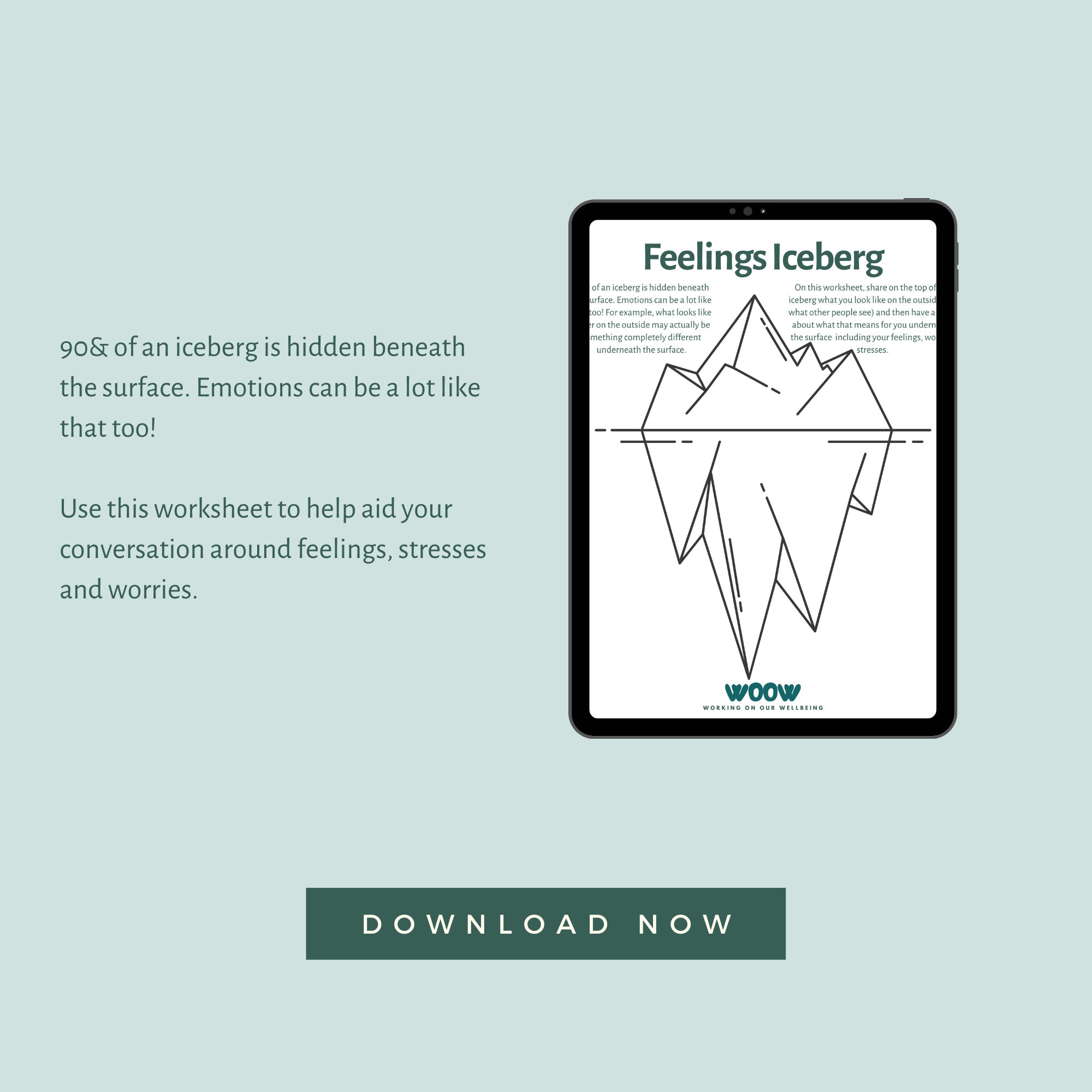 Feelings Iceberg Worksheet, Stress and Worries PDF JPEG, Instant Mental ...