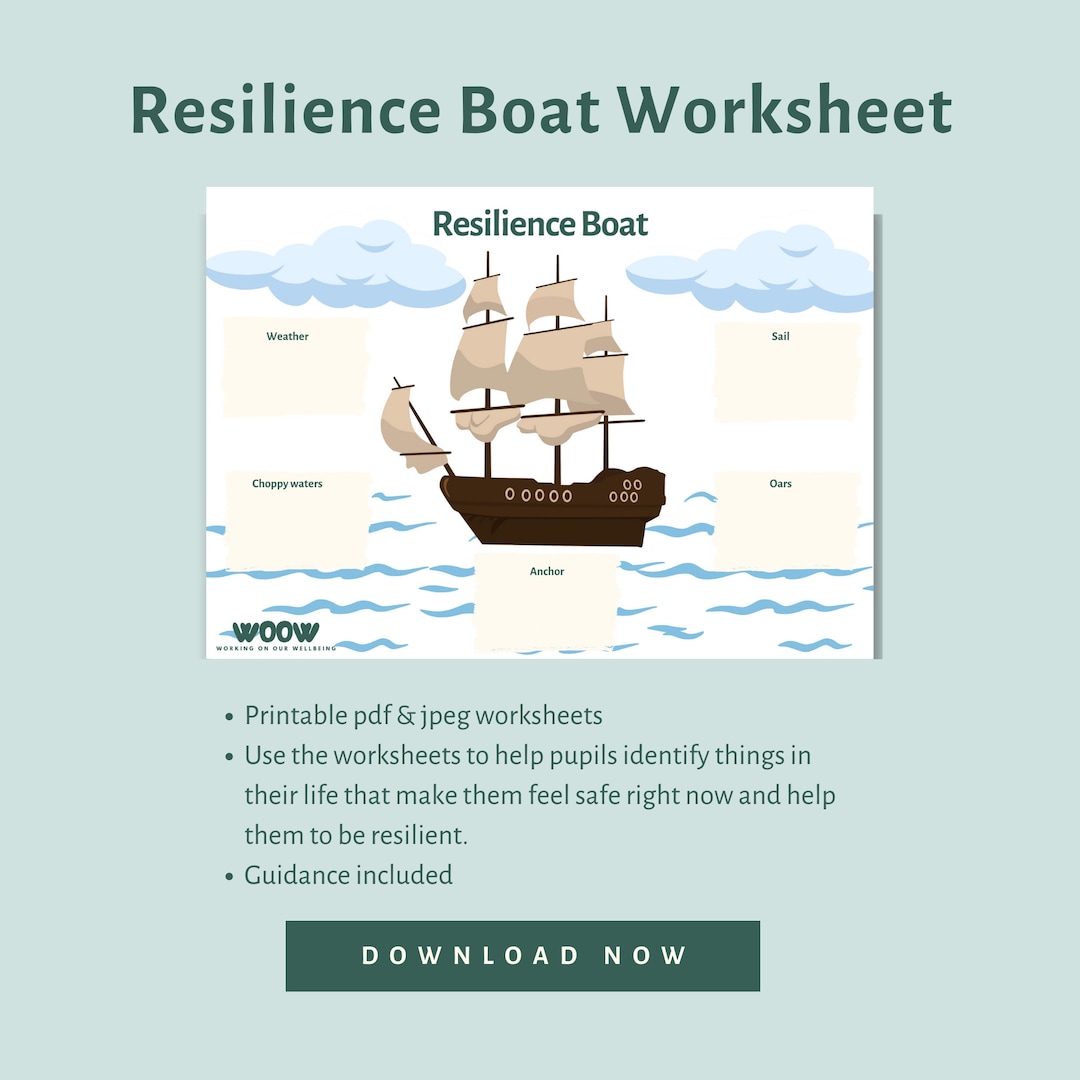 Resilience Boat Worksheet, Two Page Child Mental Well-being Document ...