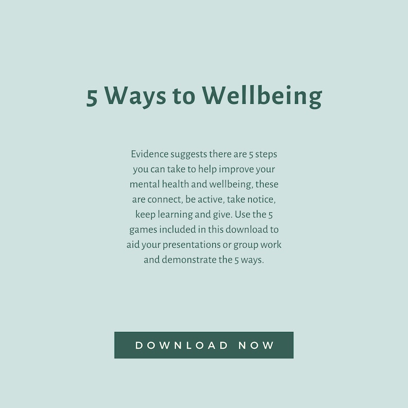 5 Ways to Wellbeing Games Pack / Wellbeing Worksheets / Mental Health ...