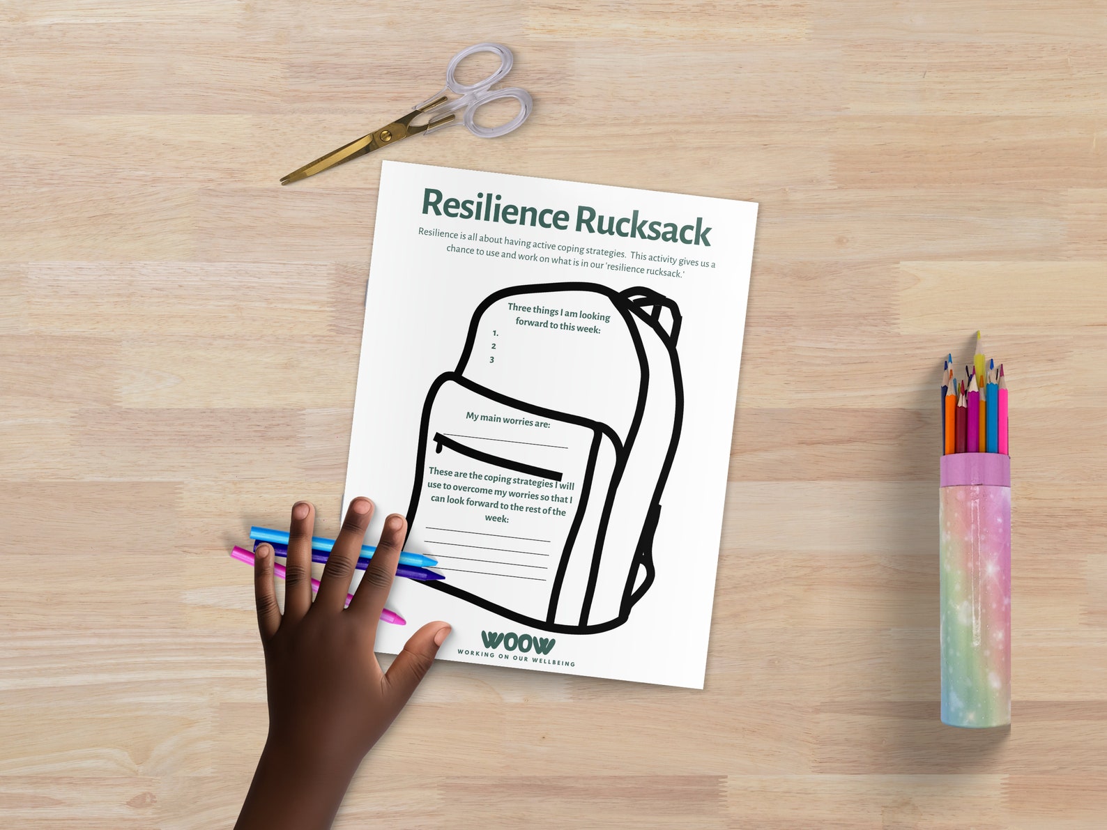 Resilience Rucksack Backpack Worksheet, One Page Child Mental Well ...
