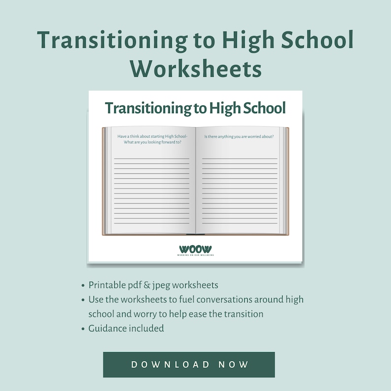 Transition to High School Worksheet / Mental Health Resilience ...