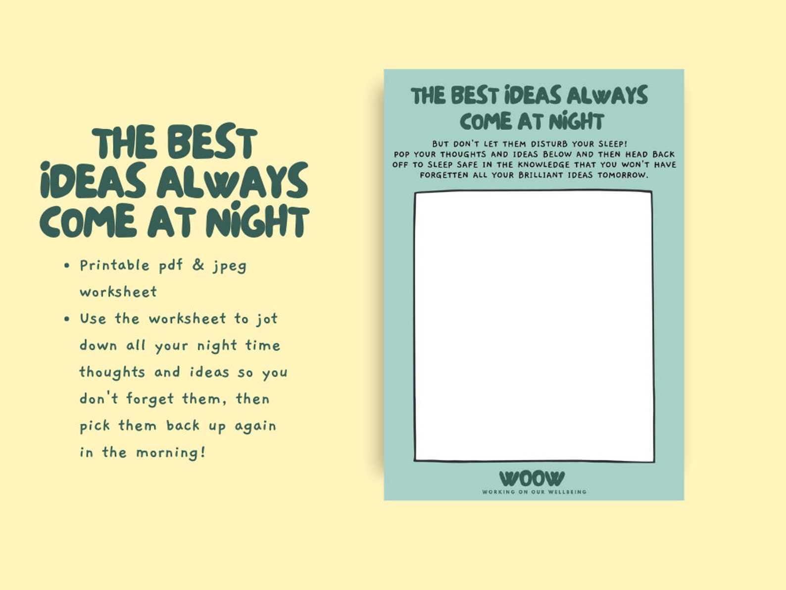 Worry Notepad Printable / Sleep Worksheet / the Best Ideas Come at ...