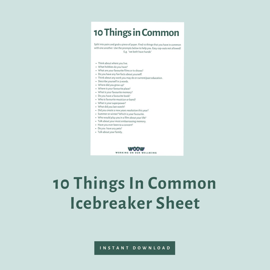 Icebreaker for Events, Groups and Networking, 10 Things in Common ...