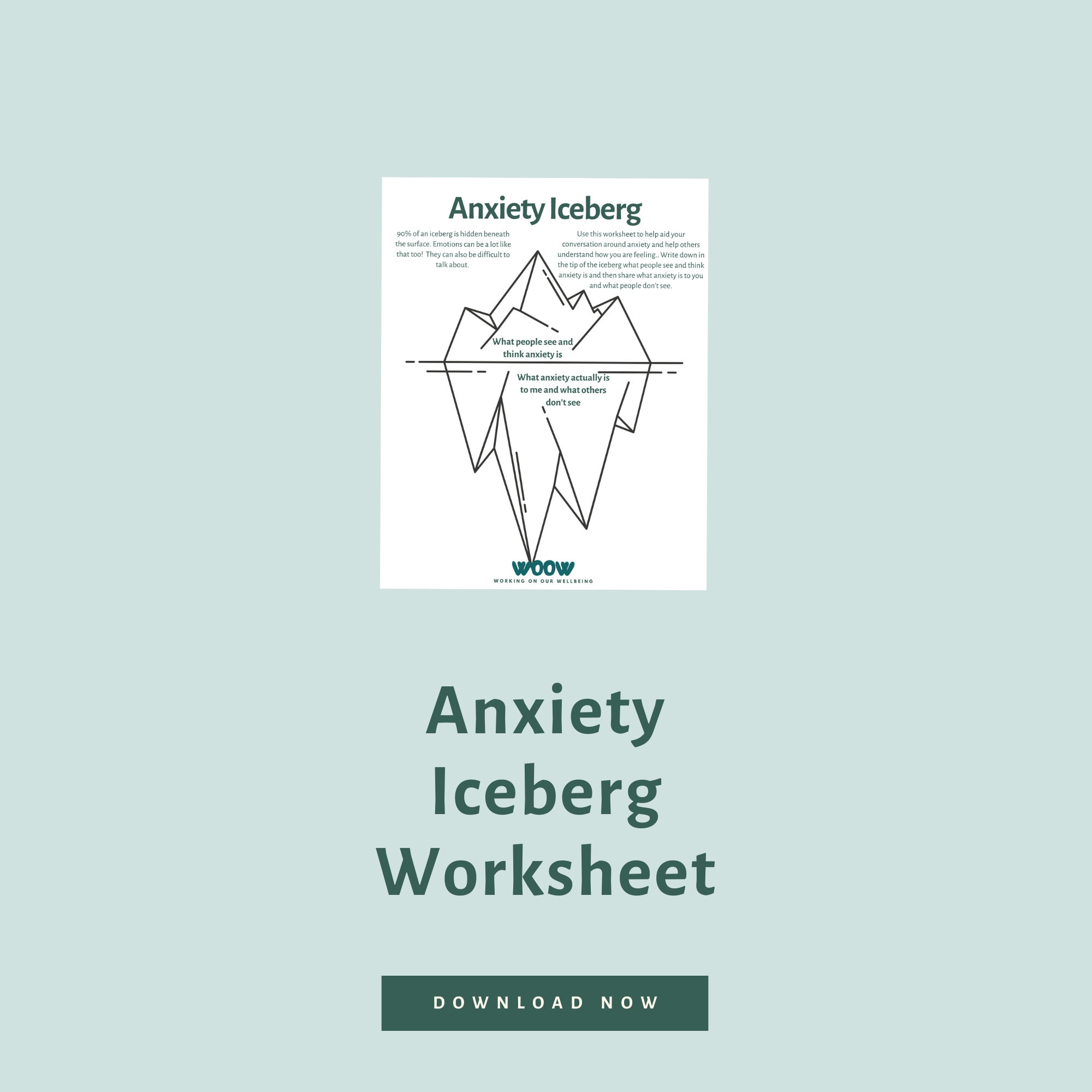 Anxiety Iceberg Worksheet, Stress and Worries PDF JPEG, Instant Mental ...