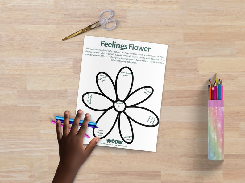 Feelings Flower Worksheet, Child Mental Health, Emotion Processing PDF ...
