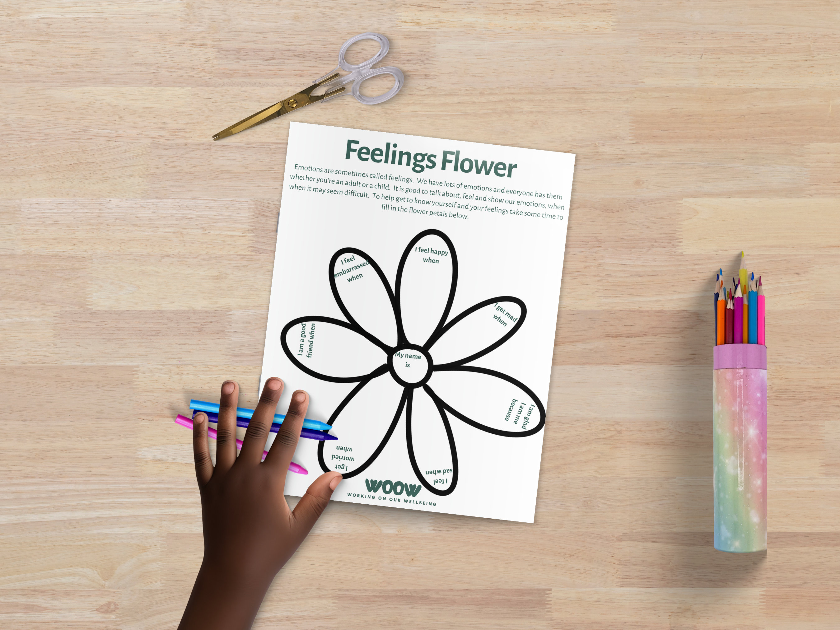 Feelings Flower Worksheet, Child Mental Health, Emotion Processing PDF ...