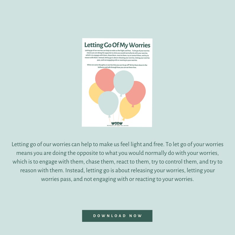 Letting Go of My Worries Printable Worksheet, Emotion Processing PDF ...
