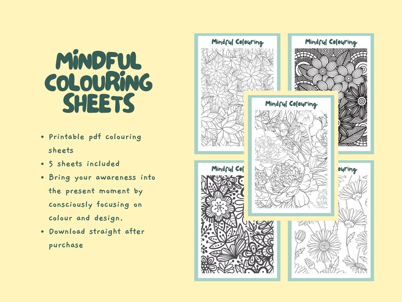 Floral Mindful Colouring Worksheets, Mindfulness Practice, Wellbeing ...