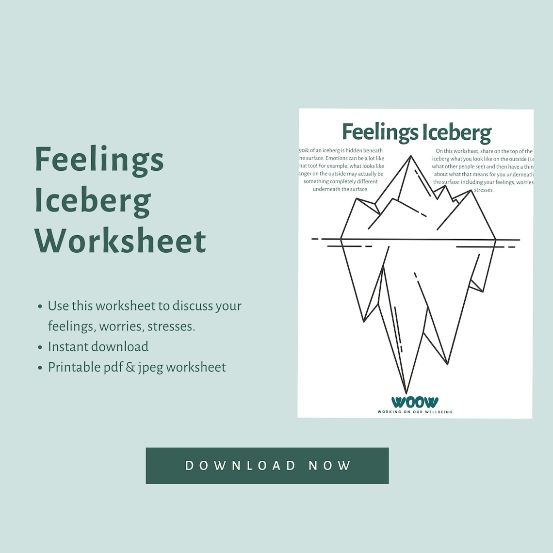 Feelings Iceberg Worksheet, Ease Stress and Worries by Using This PDF ...