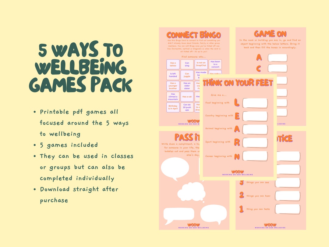 5 Ways to Wellbeing Games Pack / Wellbeing Worksheets / Mental - Etsy UK