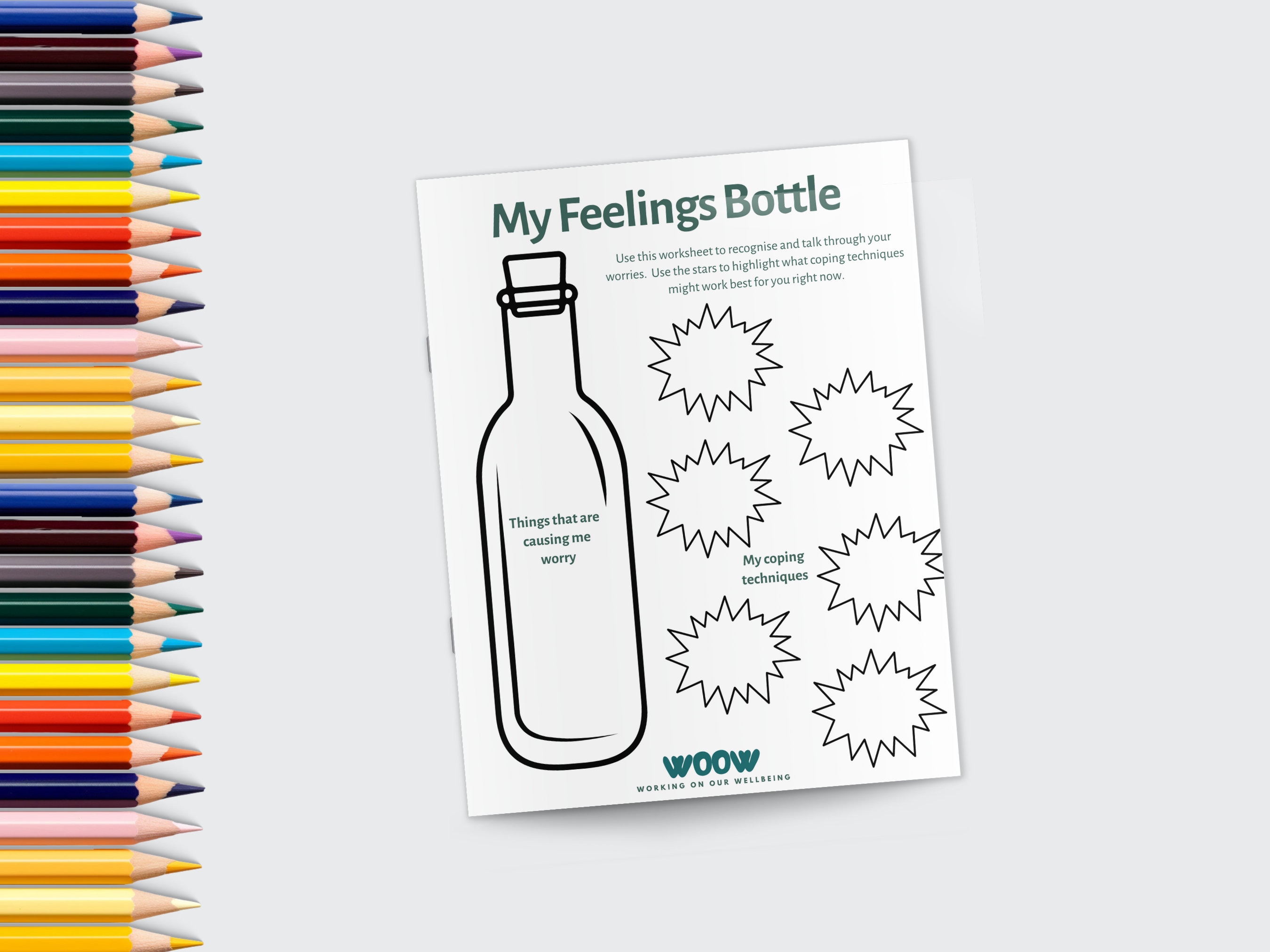 My Feelings Bottle Worksheet, Digital Download Coping Strategy Workbook ...