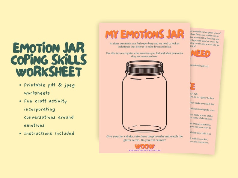 Emotions Jar Worksheet Child Mental Well-being Emotion - Etsy