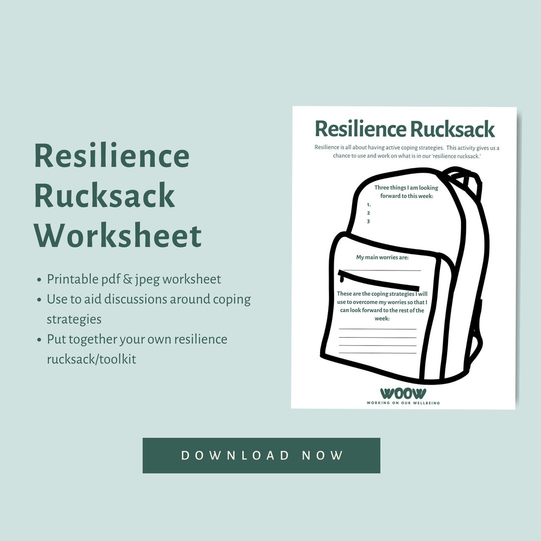 Resilience Rucksack Backpack Worksheet, One Page Child Mental Well ...