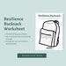 Resilience Rucksack Backpack Worksheet, One Page Child Mental Well ...