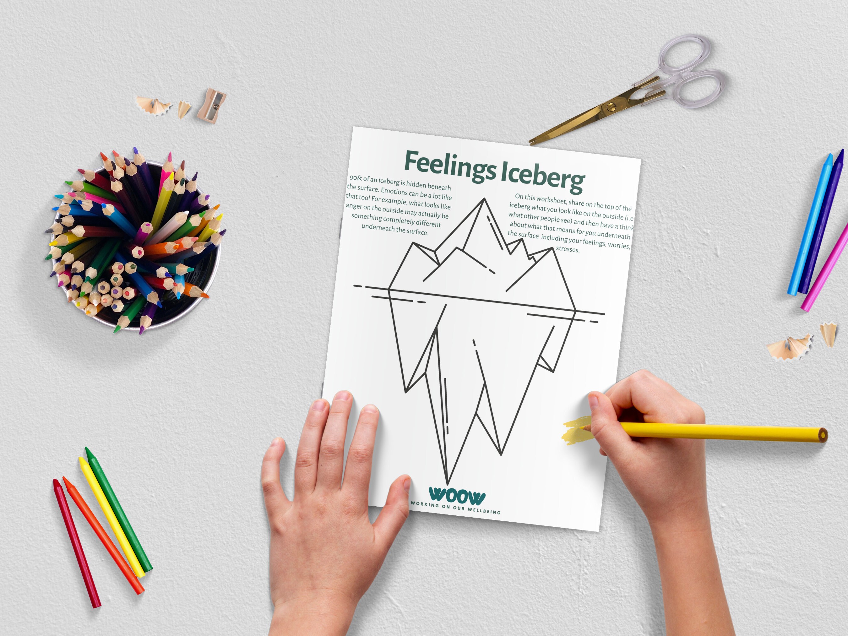 Feelings Iceberg Worksheet, Stress and Worries PDF JPEG, Instant Mental ...
