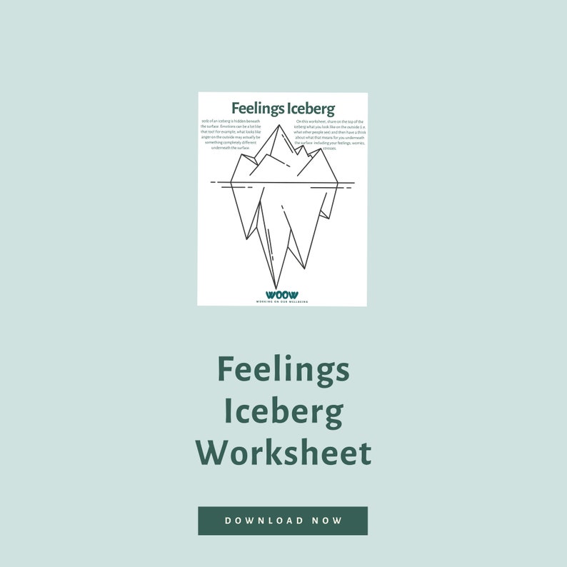Feelings Iceberg Worksheet, Stress and Worries PDF JPEG, Instant Mental ...