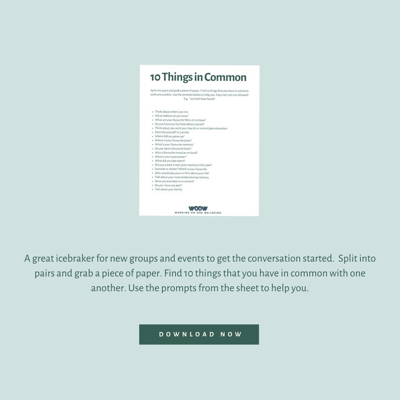 10 Things in Common Icebreaker Game: Group Networking (PDF & JPEG) - Etsy