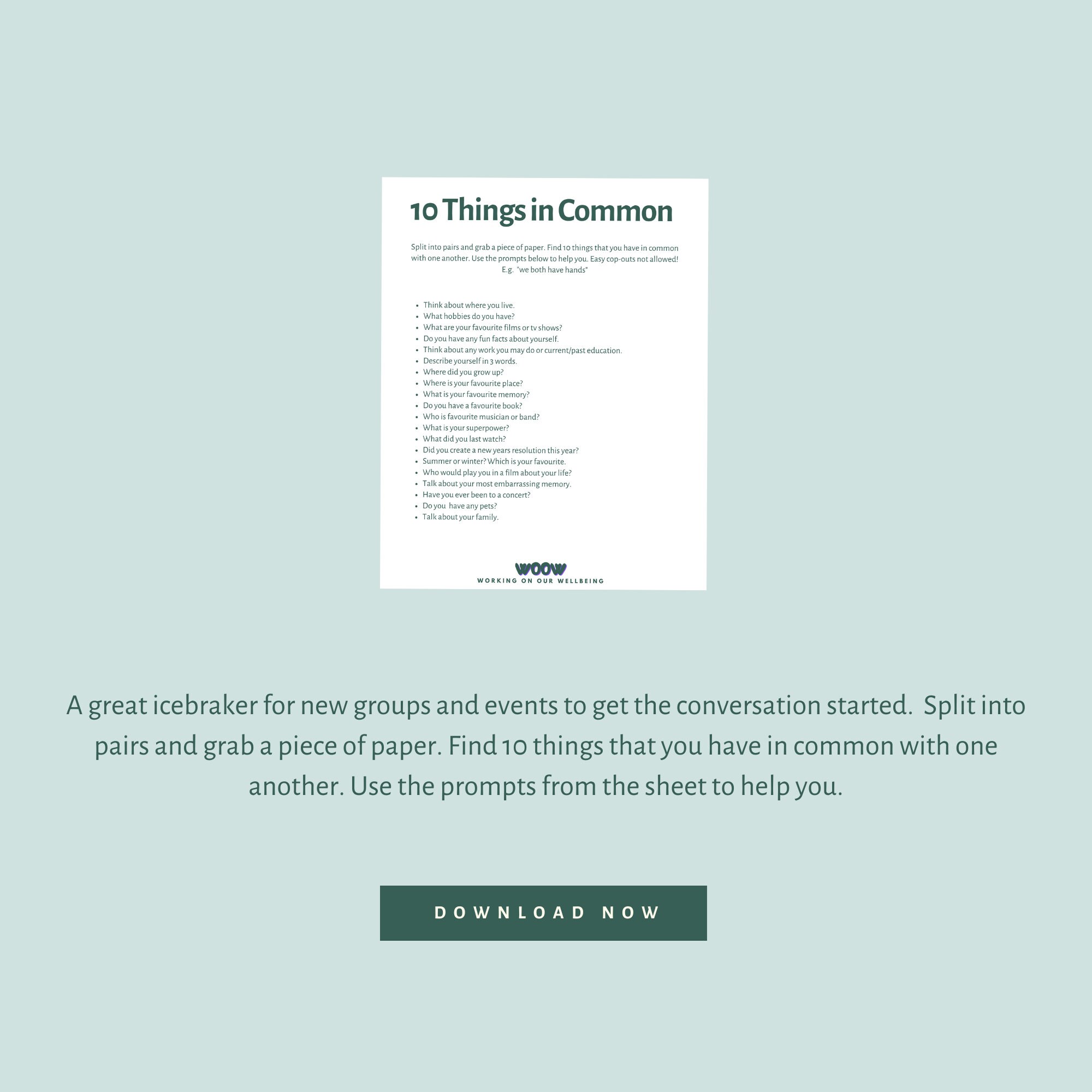 10 Things in Common Icebreaker Game: Group Networking (PDF & JPEG) - Etsy