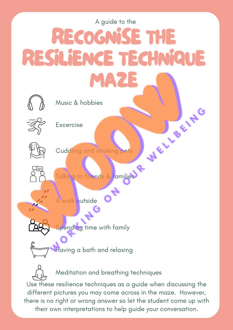 Establishing Resilience Techniques Maze, Coping Methods Worksheet ...