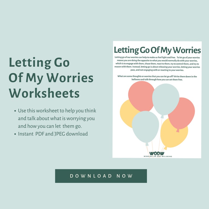 Letting Go of My Worries Printable Worksheet, Emotion Processing PDF ...