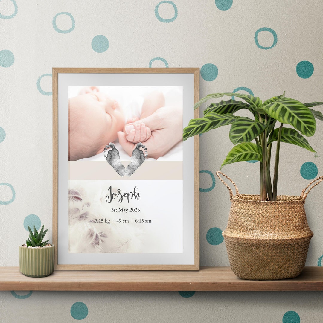 Personalised Birth Print Printable Birth Print Baby Footprint Art ...