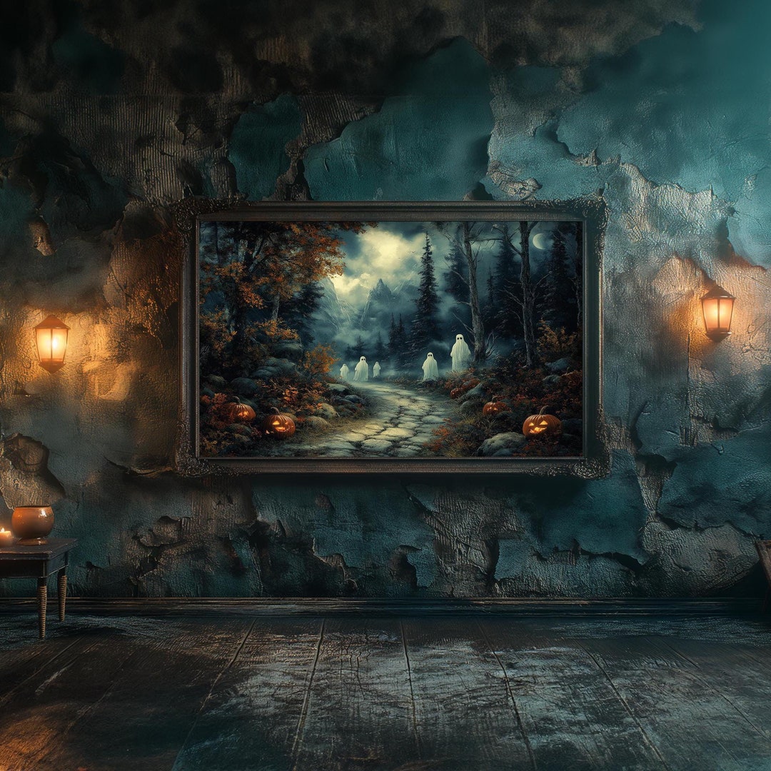 Retro Spooky Ghost Wall Print Digital Art for Haunted Antique Home ...