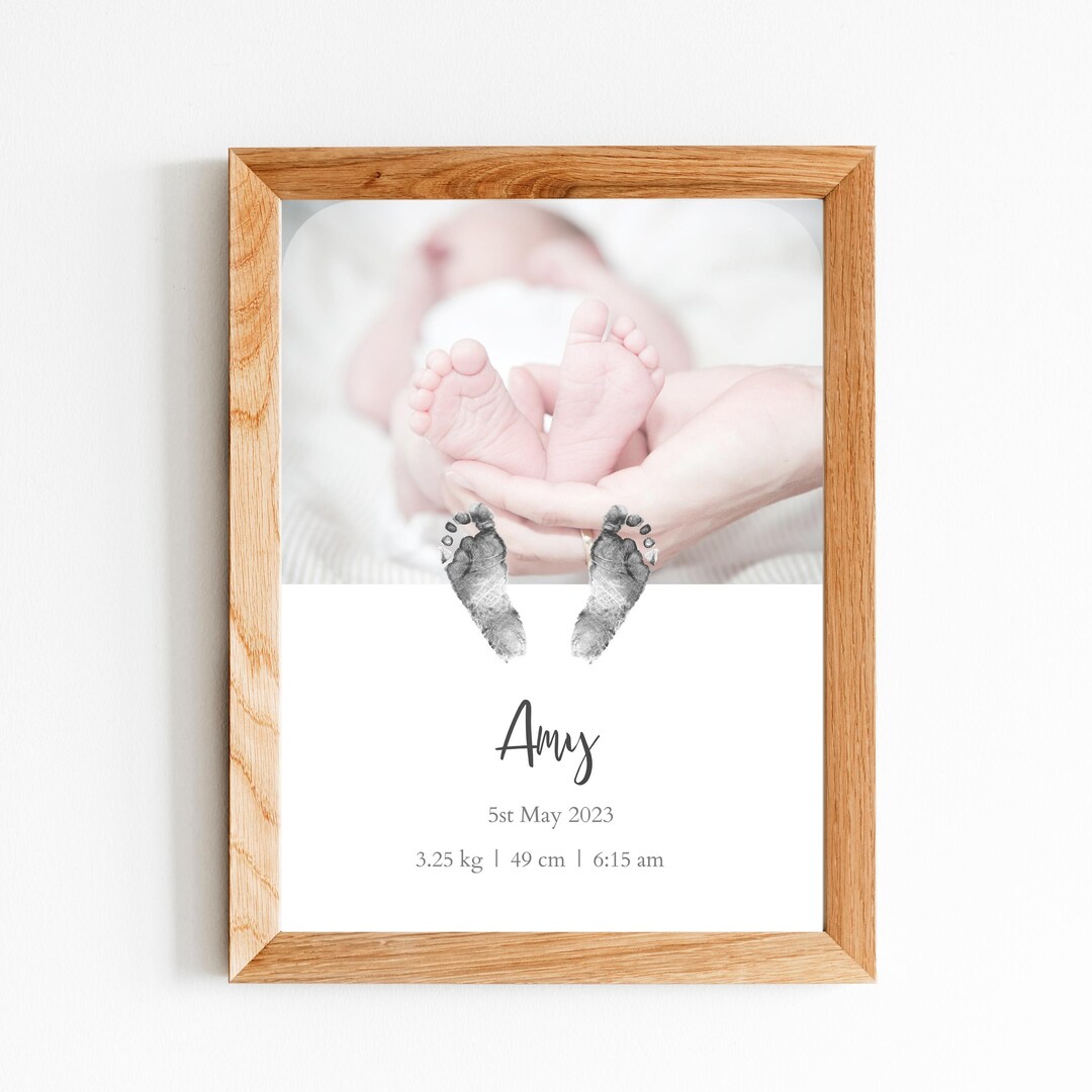 Personalised Birth Print Printable Birth Print Baby Footprint Art ...
