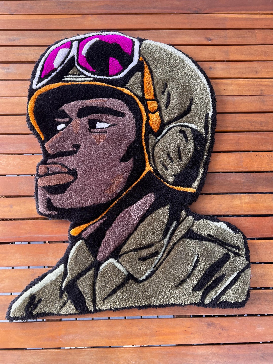 Handmade Tufted Rug Military Soldier Army Decor, Pilot Gift, Veteran ...