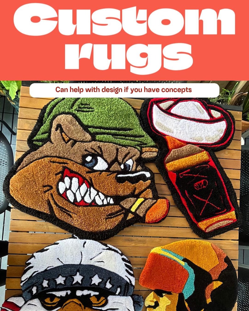 Custom Tufted Rug: Personalized Fabric Art for Business or Home - Etsy