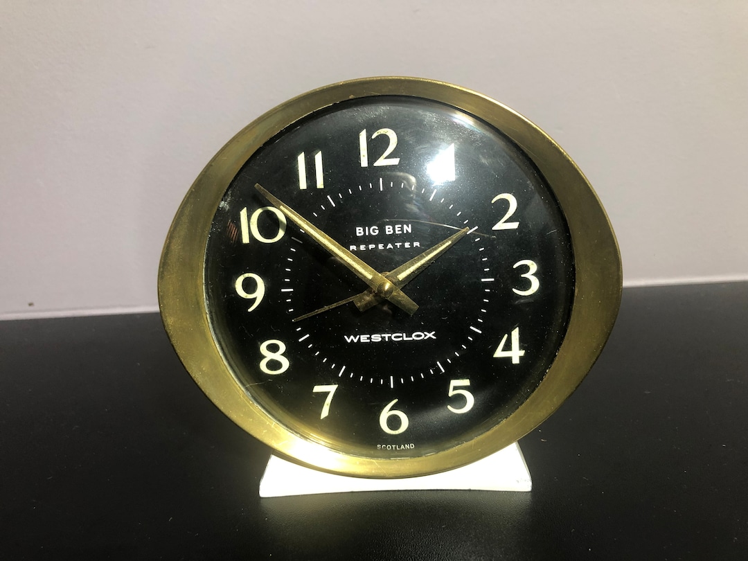 Vintage Big Ben Westclox Repeater Alarm Clock, Black Dial With Gold Rim ...