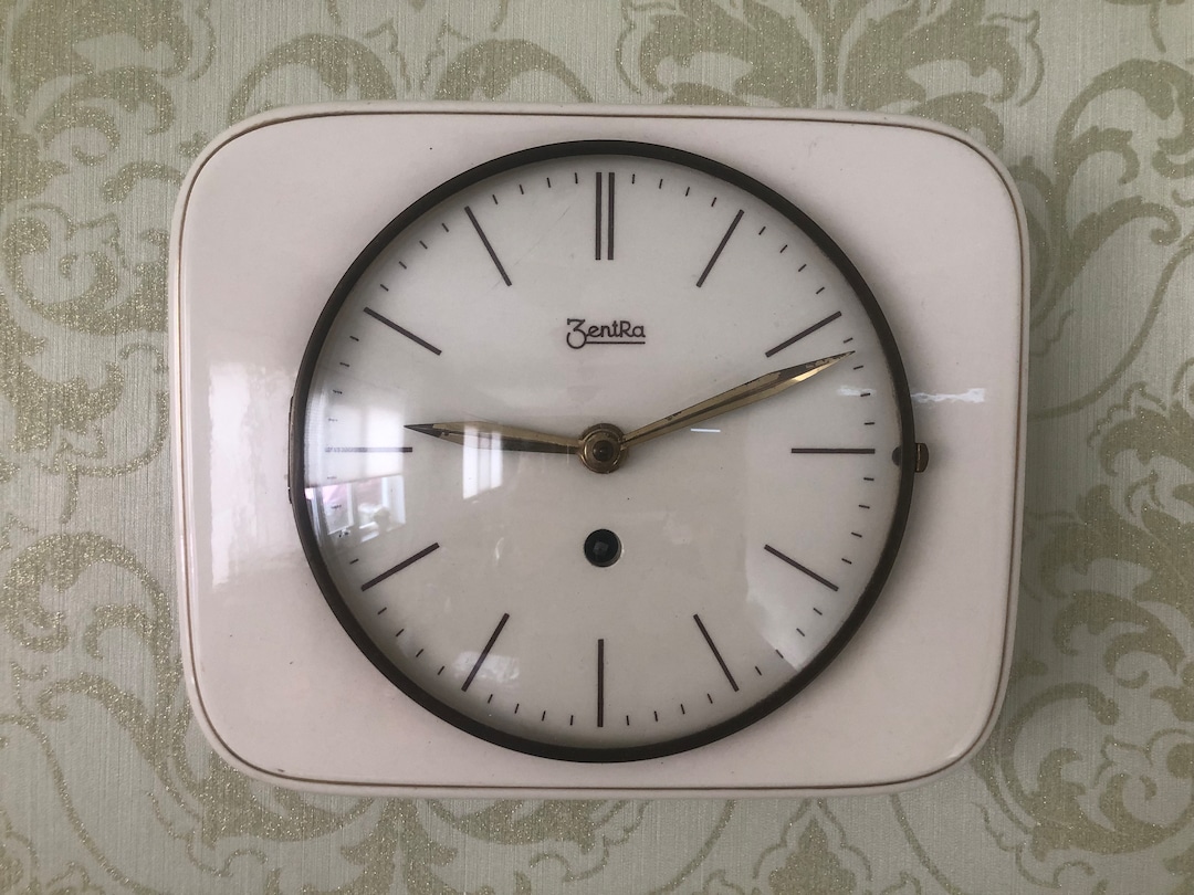 Vintage 3entra White Porcelain Wind-up Kitchen Clock Zentra 1960. - Etsy