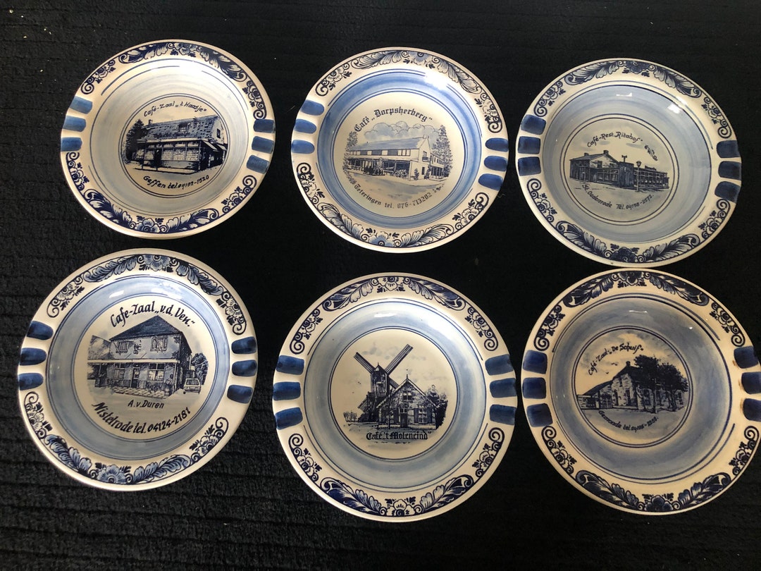 6 X Vintage Delft Blue Wall Plates / Ashtrays - Etsy