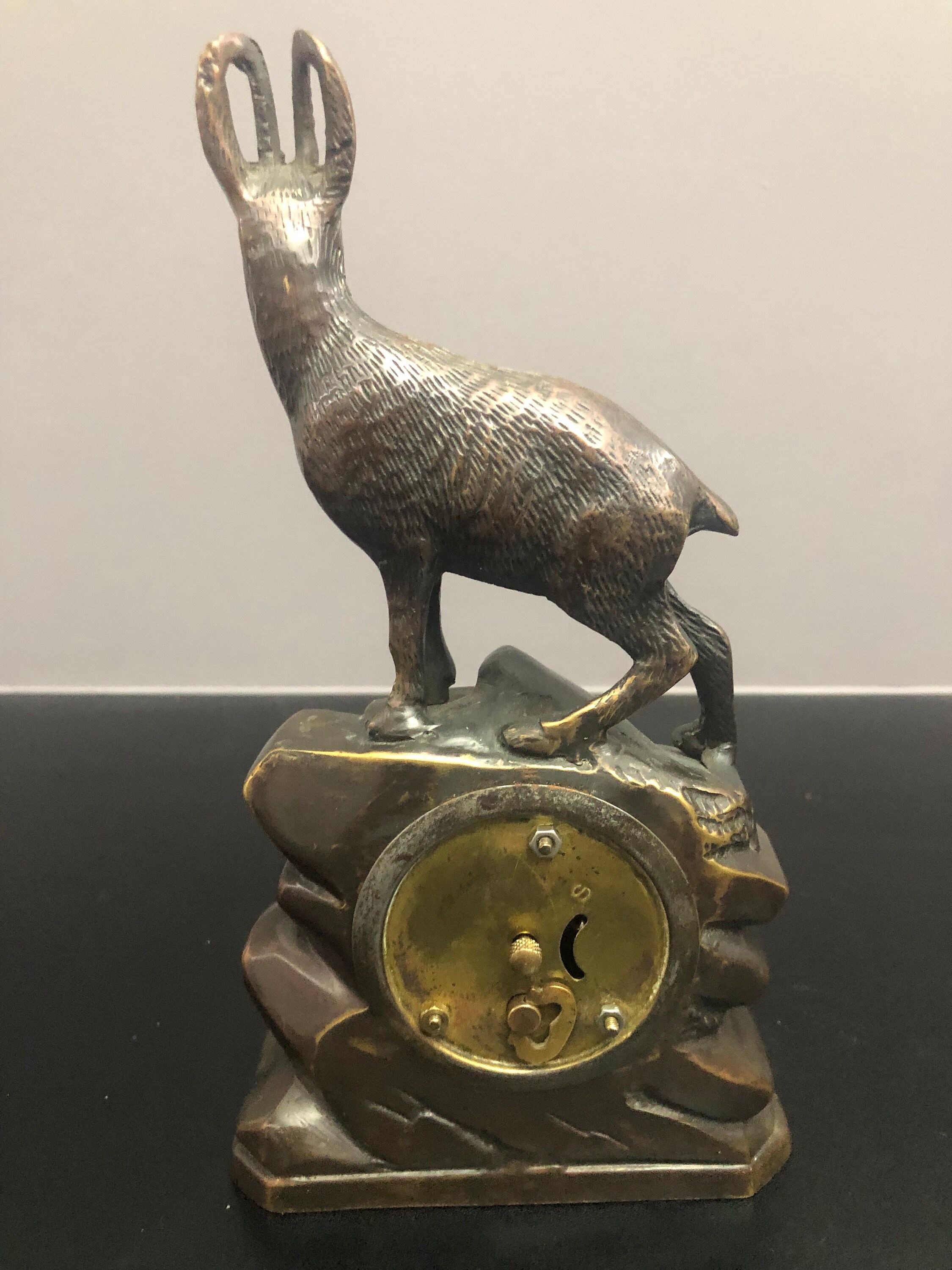Mountain Goat / Ibex Table Clock in Cast Bronze With Keinzle Movement ...