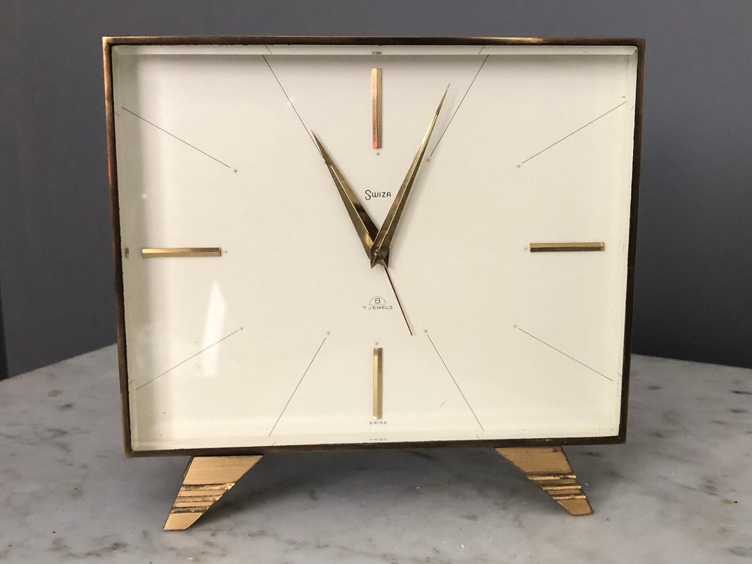 Swisa Wecker im schlichten Design aus Messing um 1950 - Etsy.de