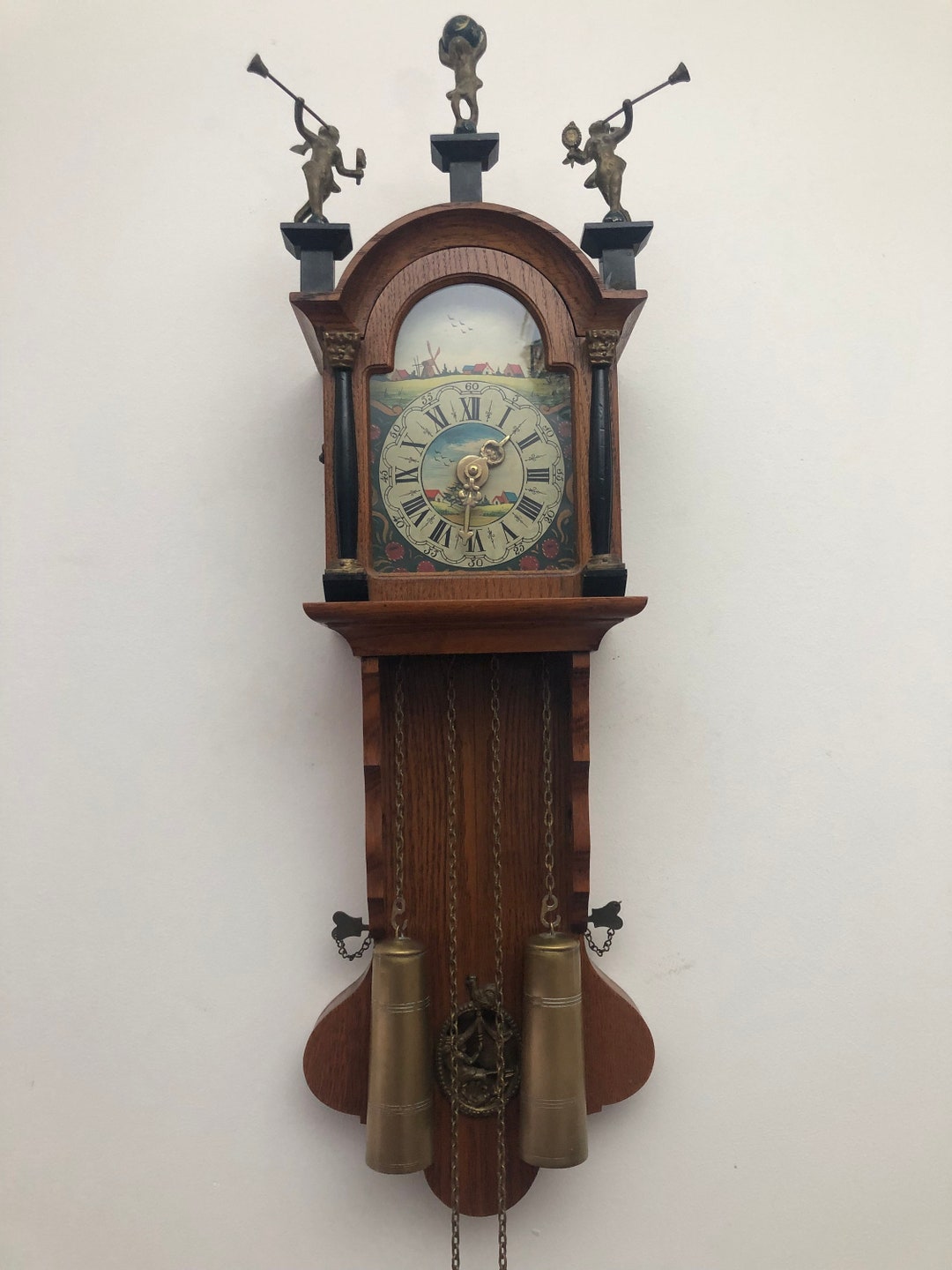 Vintage Dutch Frisian Tail Clock With Hand-painted Dial With Dutch ...