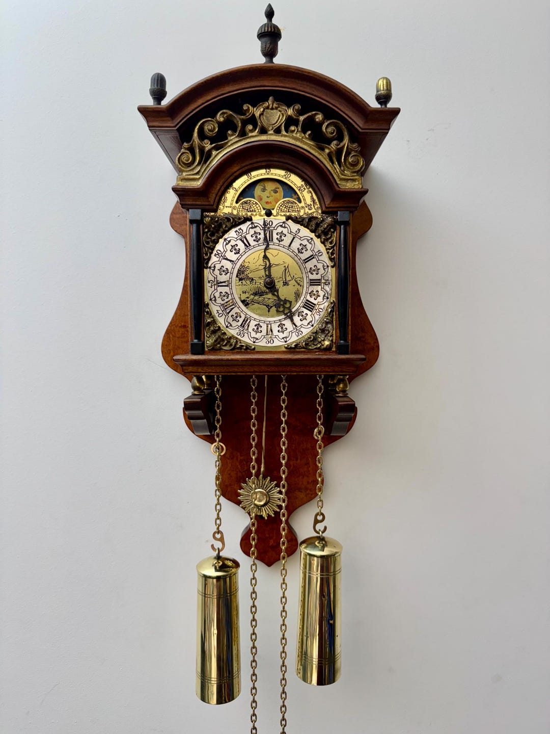 Original Vintage Walnut Dutch Sallander Wall Clock With Pendulum ...