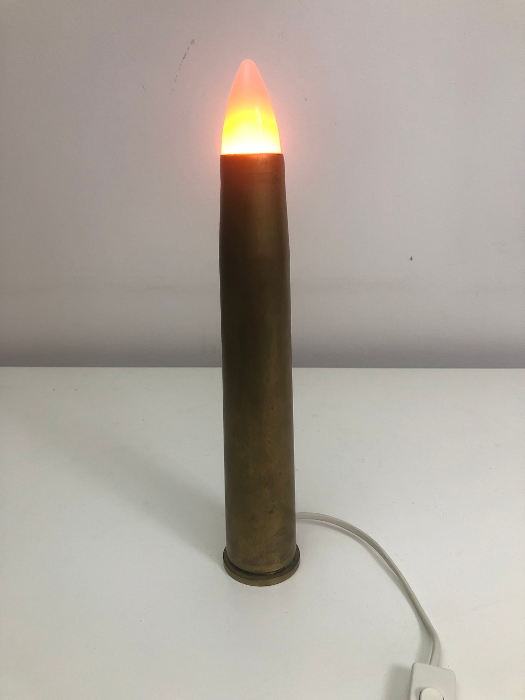 Unique 40 Mm Shell Casing Lamp With Luminous Head. - Etsy