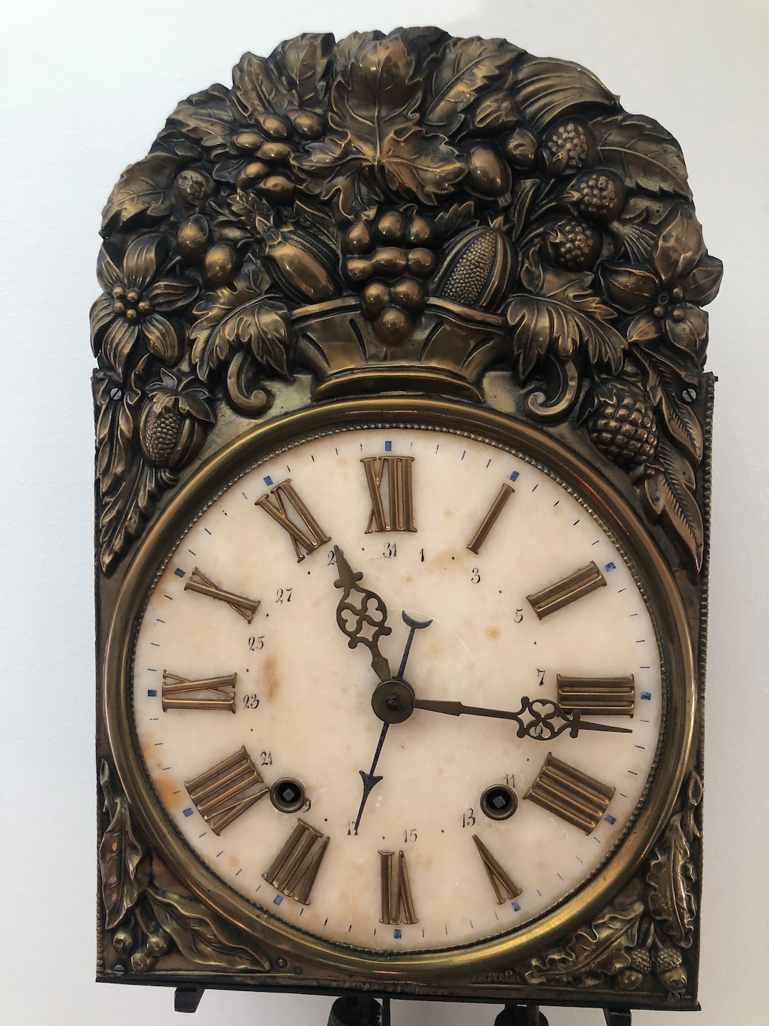 Special, Antique, Well-functioning Comtoise With Rare Alabaster Dial ...