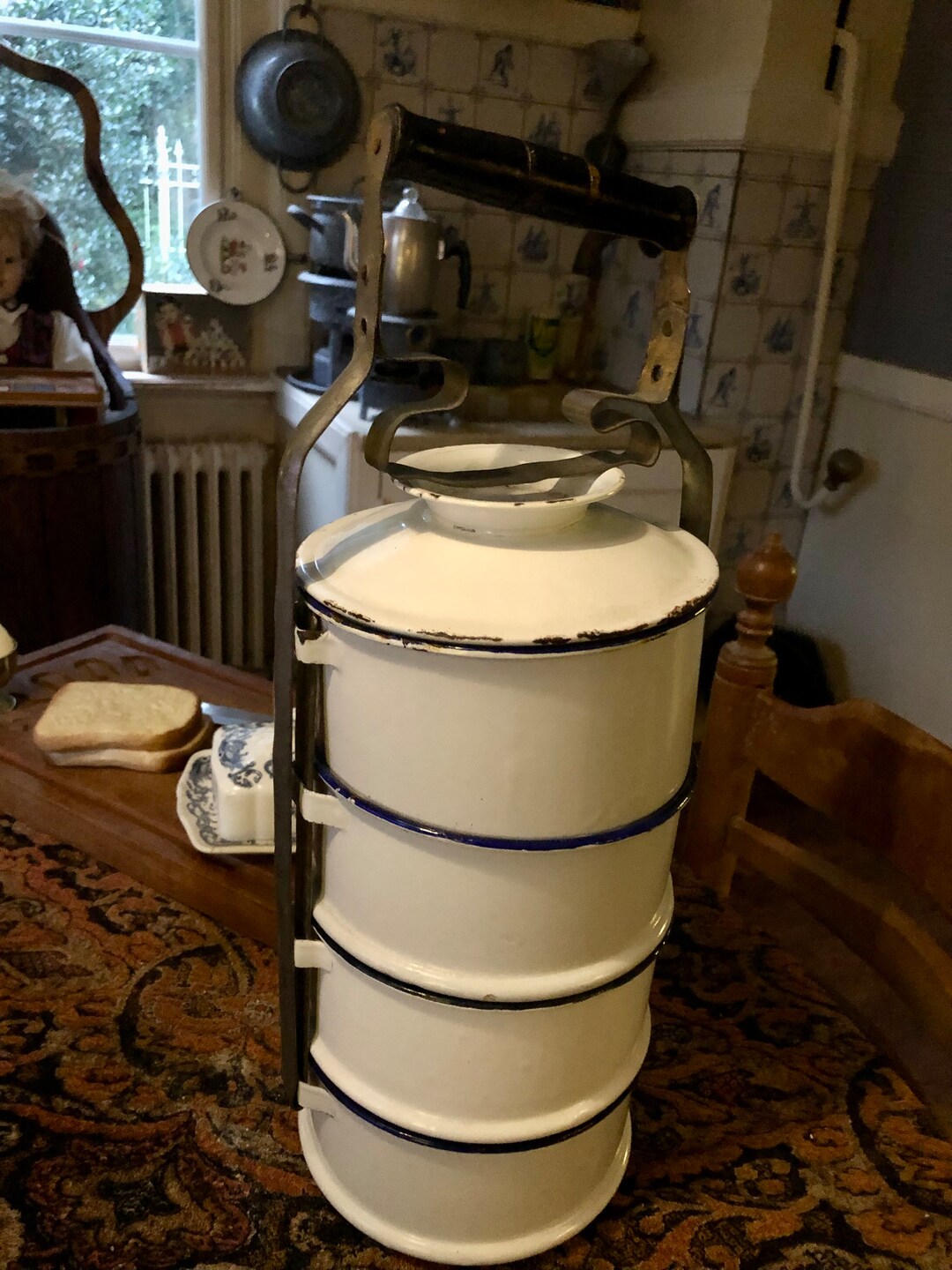 Vintage 1950s Set of Enamel Food Carrier, Stack of Pans, Rantang. - Etsy