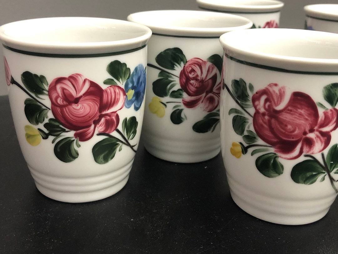 8 Lilien Hand-painted Porcelain Cups Plus Jug From Austria With Alpen ...