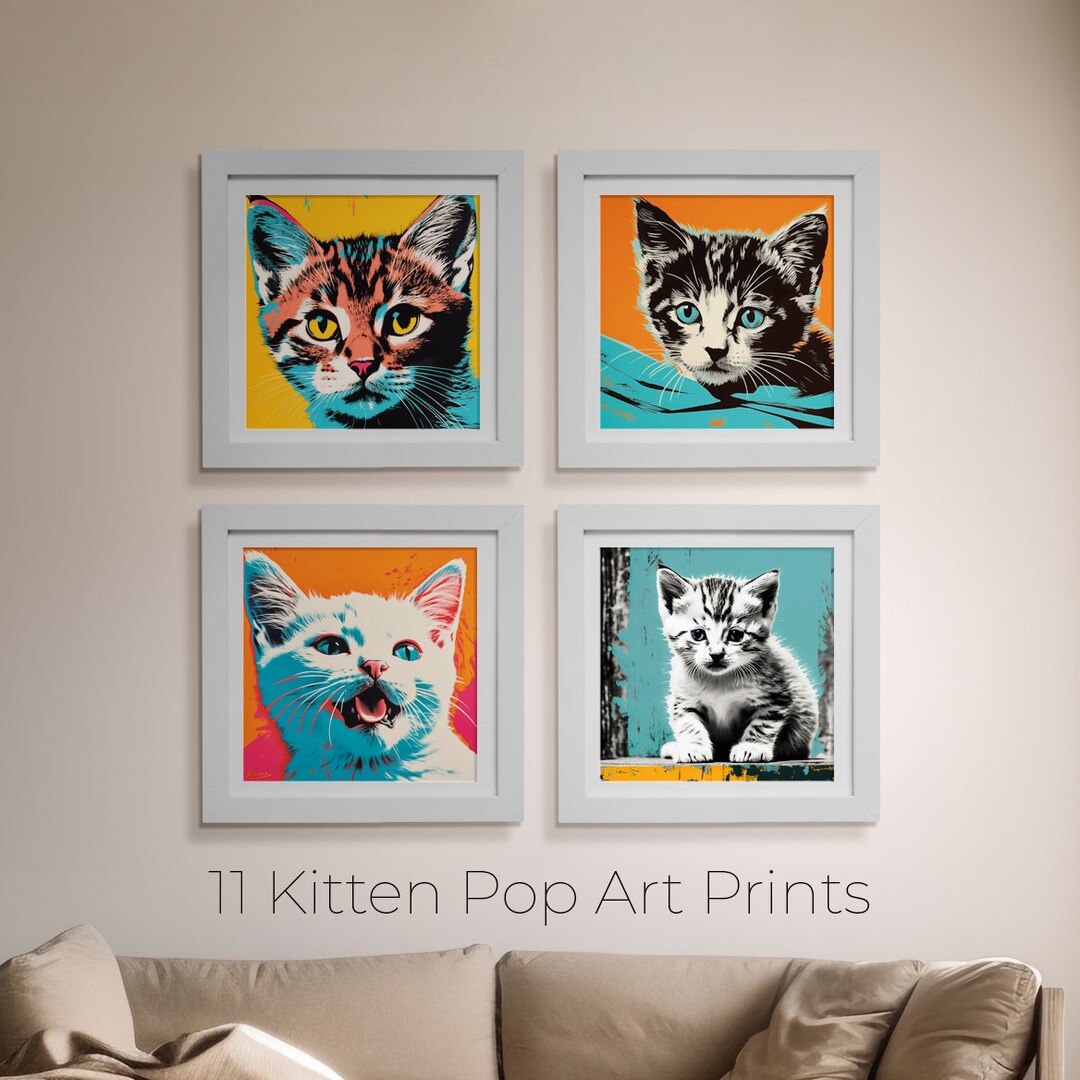 Kitten Pop Art Prints / Gallery Set / Grid Set / 11 Pieces / Digital ...