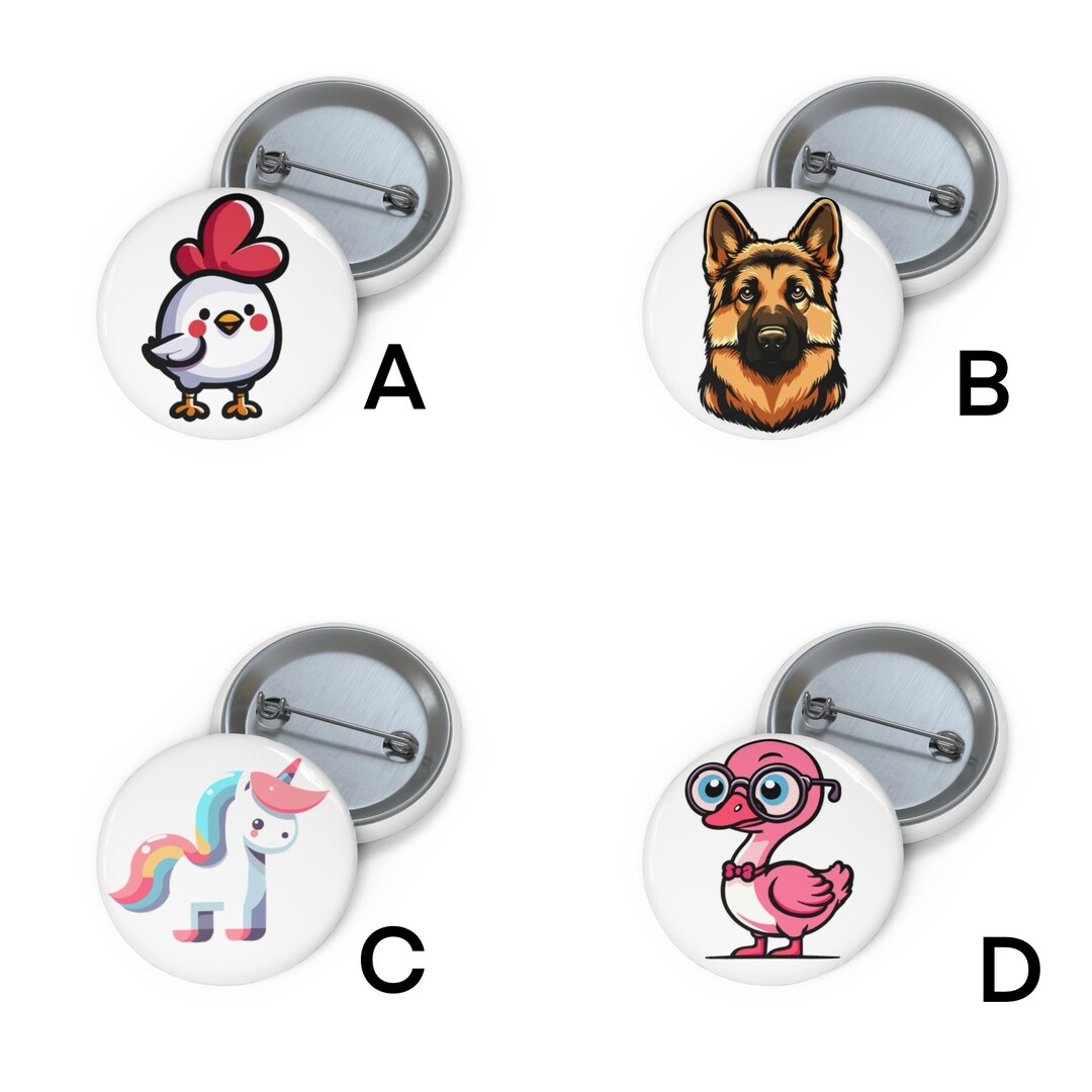 Cute Kawaii Quirky Animals Pin Bundle 25mm Pin Badges Custom Button ...