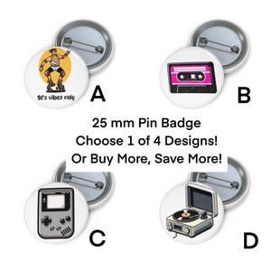 Retro Pin Badge Bundle 25mm Pin Badges | Custom Button Badges | Unique ...
