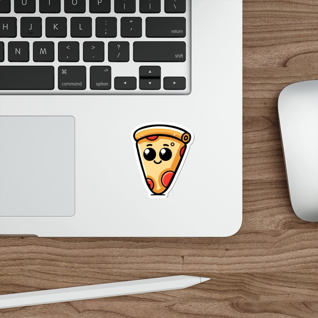 WATERPROOF Cheesy Pizza Slice Sticker – Cartoon Food Decal | Waterproof ...