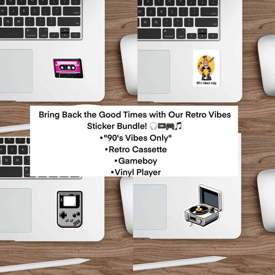 Retro Vibes Sticker Bundle | 90s Aesthetic Vinyl Stickers | Gameboy ...