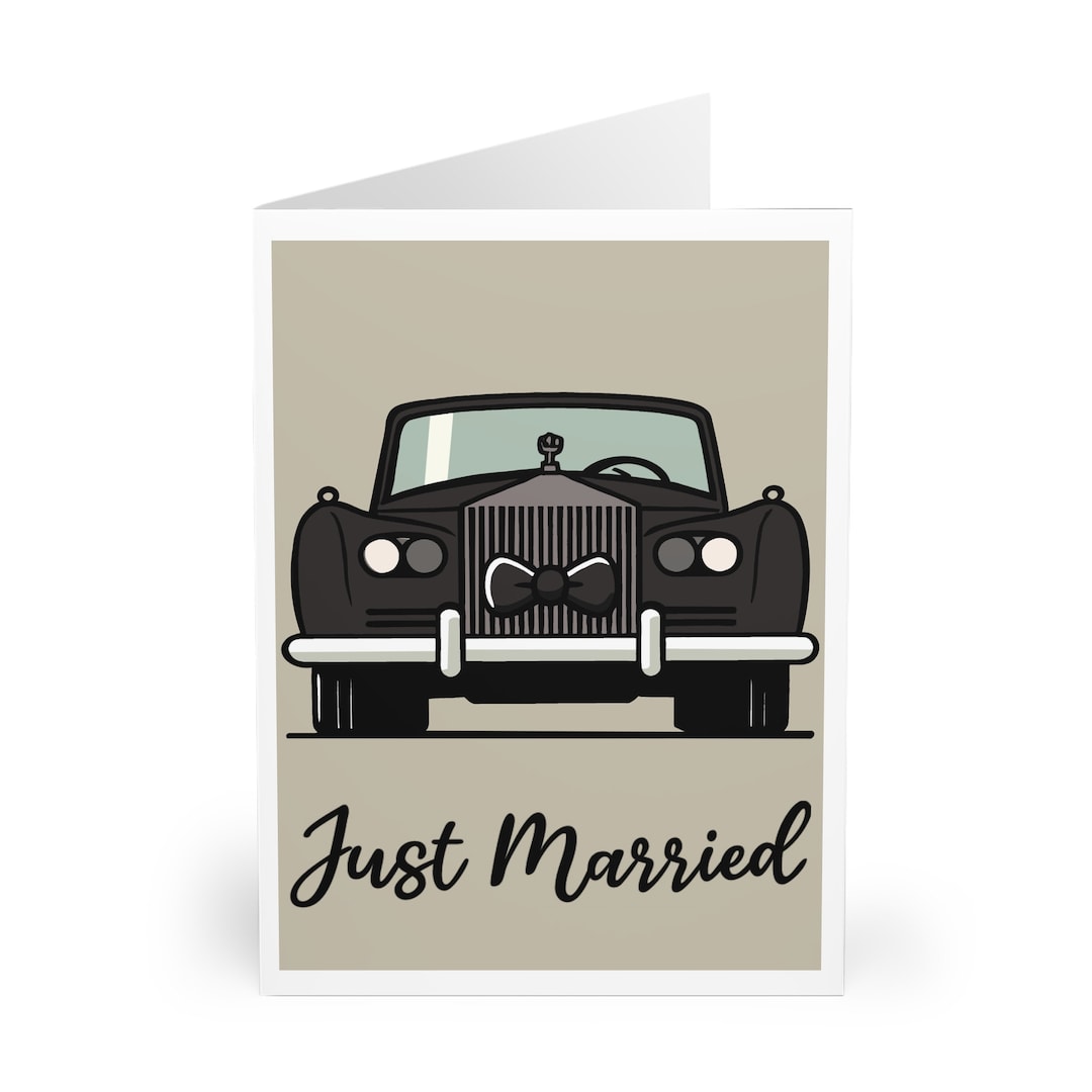 Just Married Rolls Royce Wedding Card just Married Cartoon Rolls Royce ...
