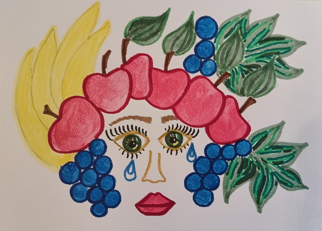 Colorful Fruit Face Painting: Surrealist Tears Art - Etsy