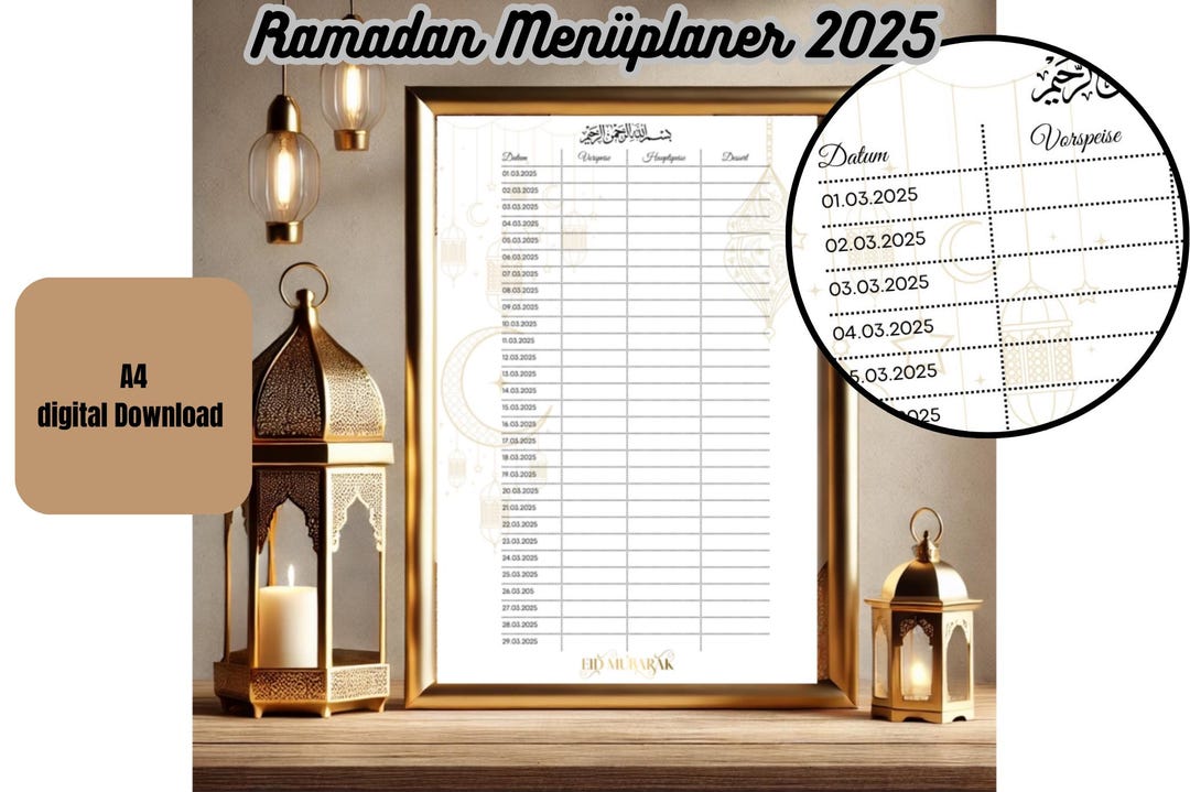Ramadan Menu Planner 2025 A4 Template for Printing - Etsy