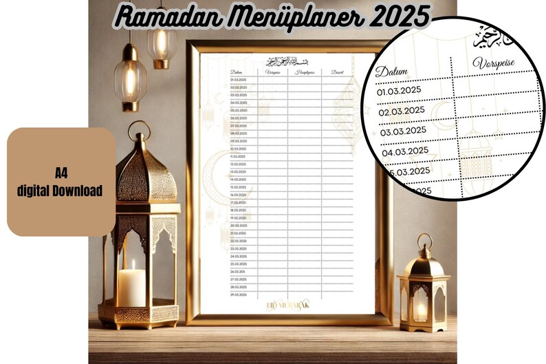 Ramadan Menu Planner 2025 A4 Template for Printing - Etsy